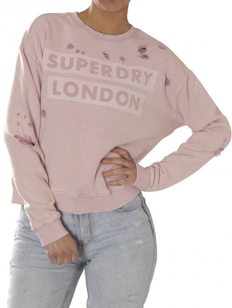 superdry DISTRESS BOXY SWEAT Sweater & Fleece rose --> yam-yam-world.de